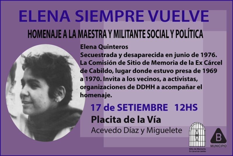 Difundimos: Actividades en homenaje a Elena Quinteros – Madres y ...