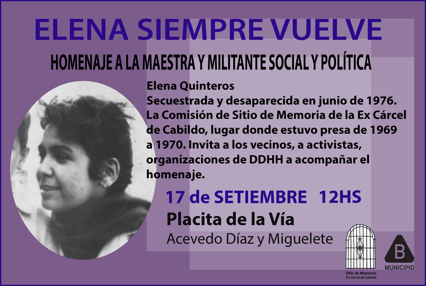 Difundimos: Actividades en homenaje a Elena Quinteros – Madres y ...